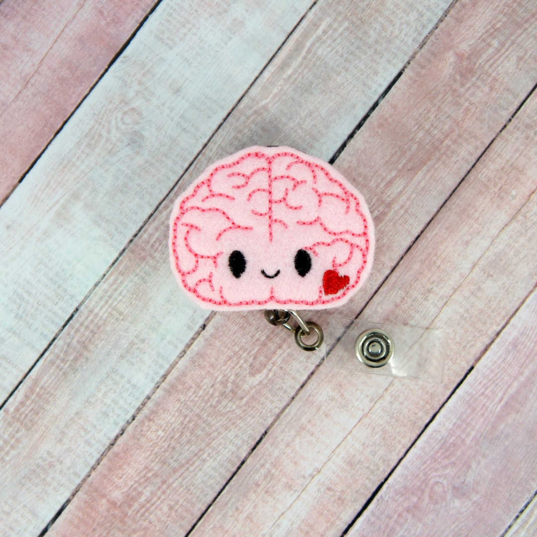 Brain Badge Reel - Brain - Feltie Badge Reel - Cute Badge Clip ...