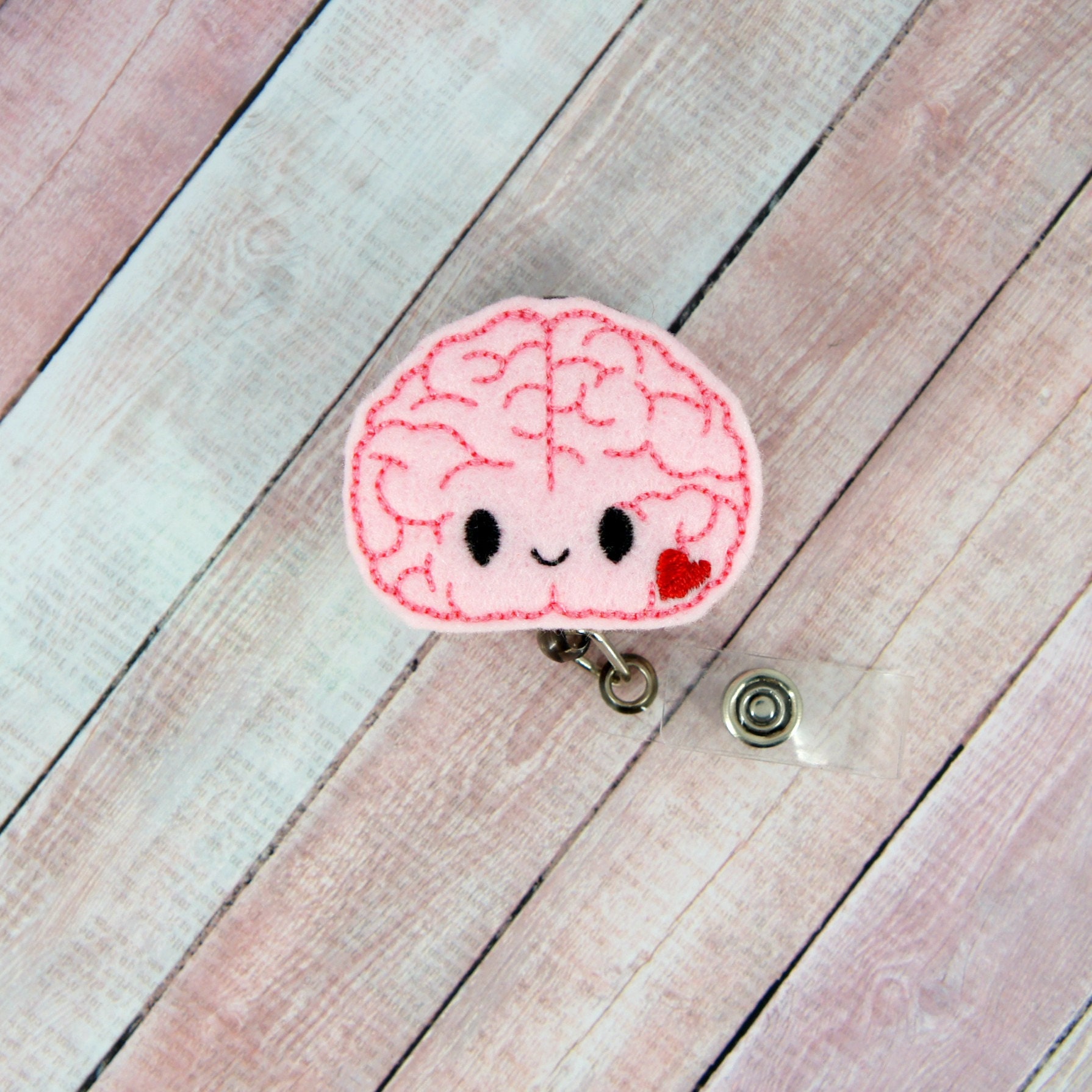 Brain Badge Reel Brain Feltie Badge Reel Cute Badge Clip - Etsy