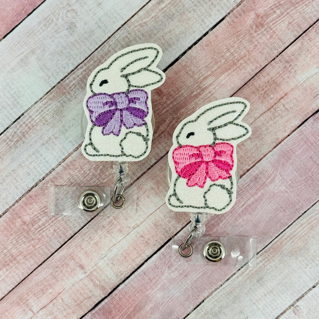 Easter Bunny Badge Reel, Spring Badge Reel, Retractable ID Badge Holder ...