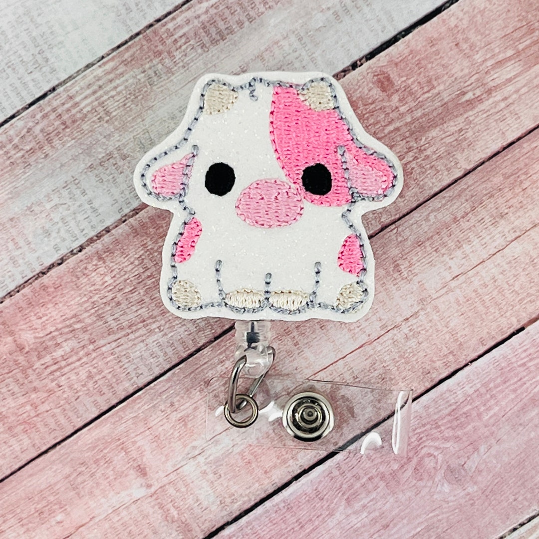 Kawaii Cow Badge Reel, Pediatric Badge, Cow Badge Holder, Cute Badge ...