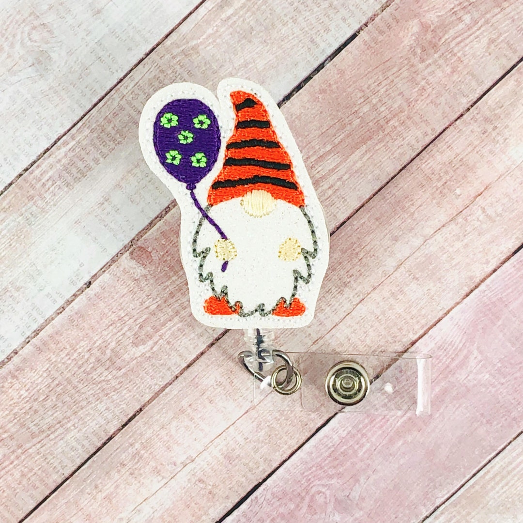 Halloween Gnome Badge Reel, Gnome Badge Holder, ID Badge, Lanyard ...