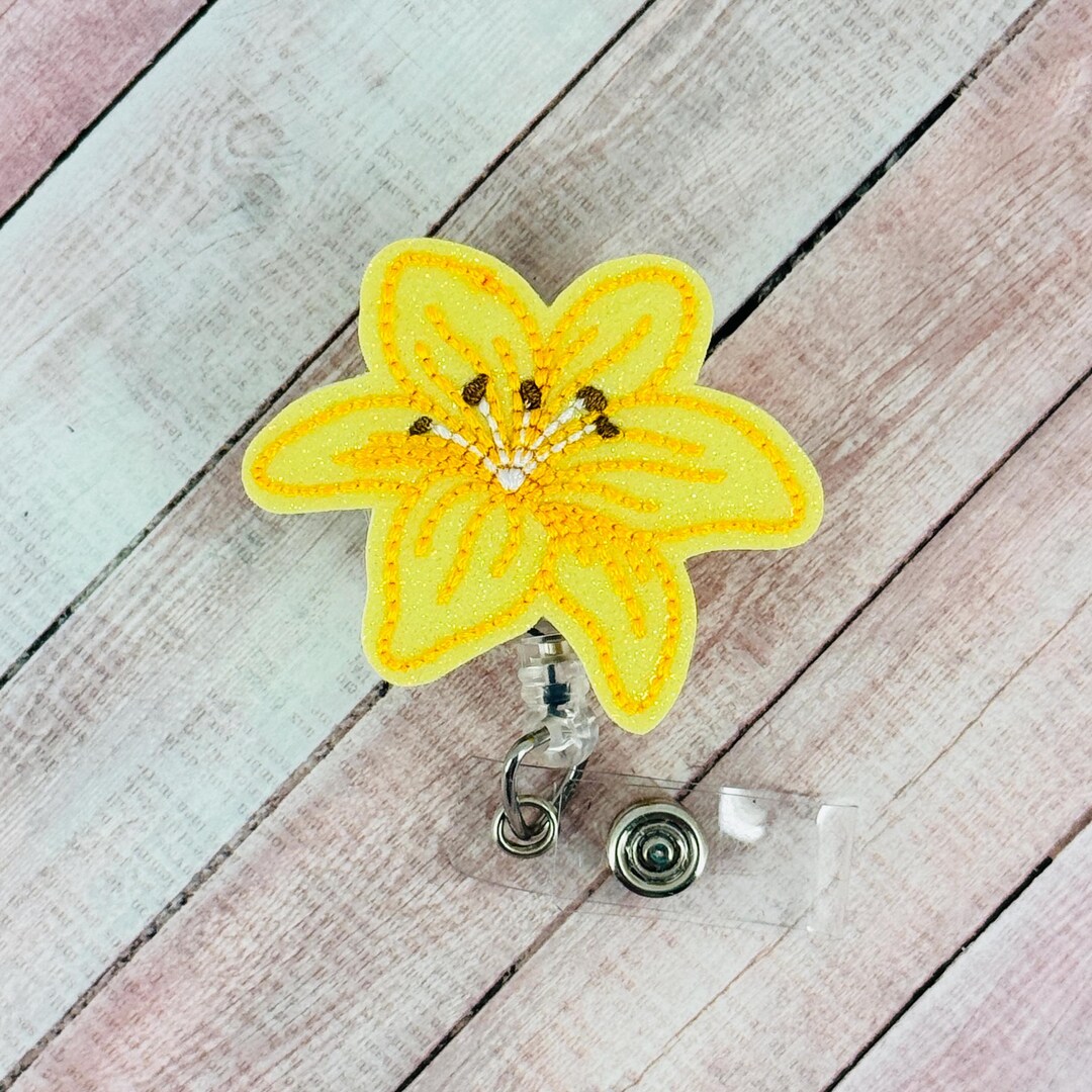 Lily Flower Badge Reel, Spring Badge Holder, Summer Badge Reel, Nurse ...