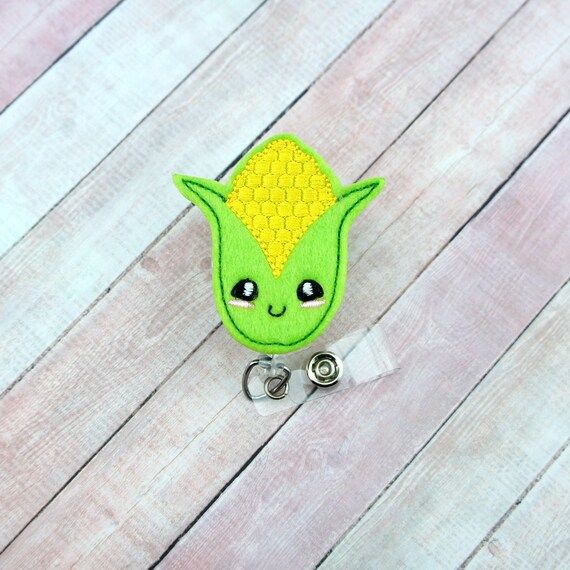 Corn Badge Reel Vegetable Badge Felt Badge Reel - Etsy