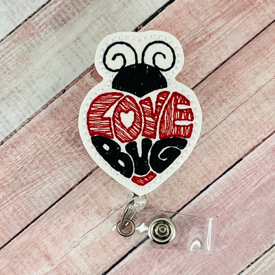 Love Bug Badge Reel, Cute Badge Holder, Valentine's Day Badge Clip ...