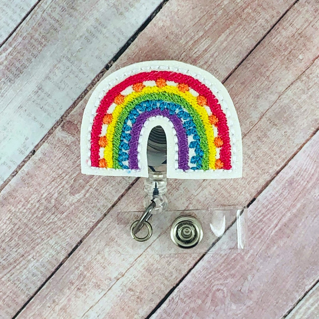 Modern Rainbow Badge Reel - Rainbow Badge Holder - Badge Reel - ID ...
