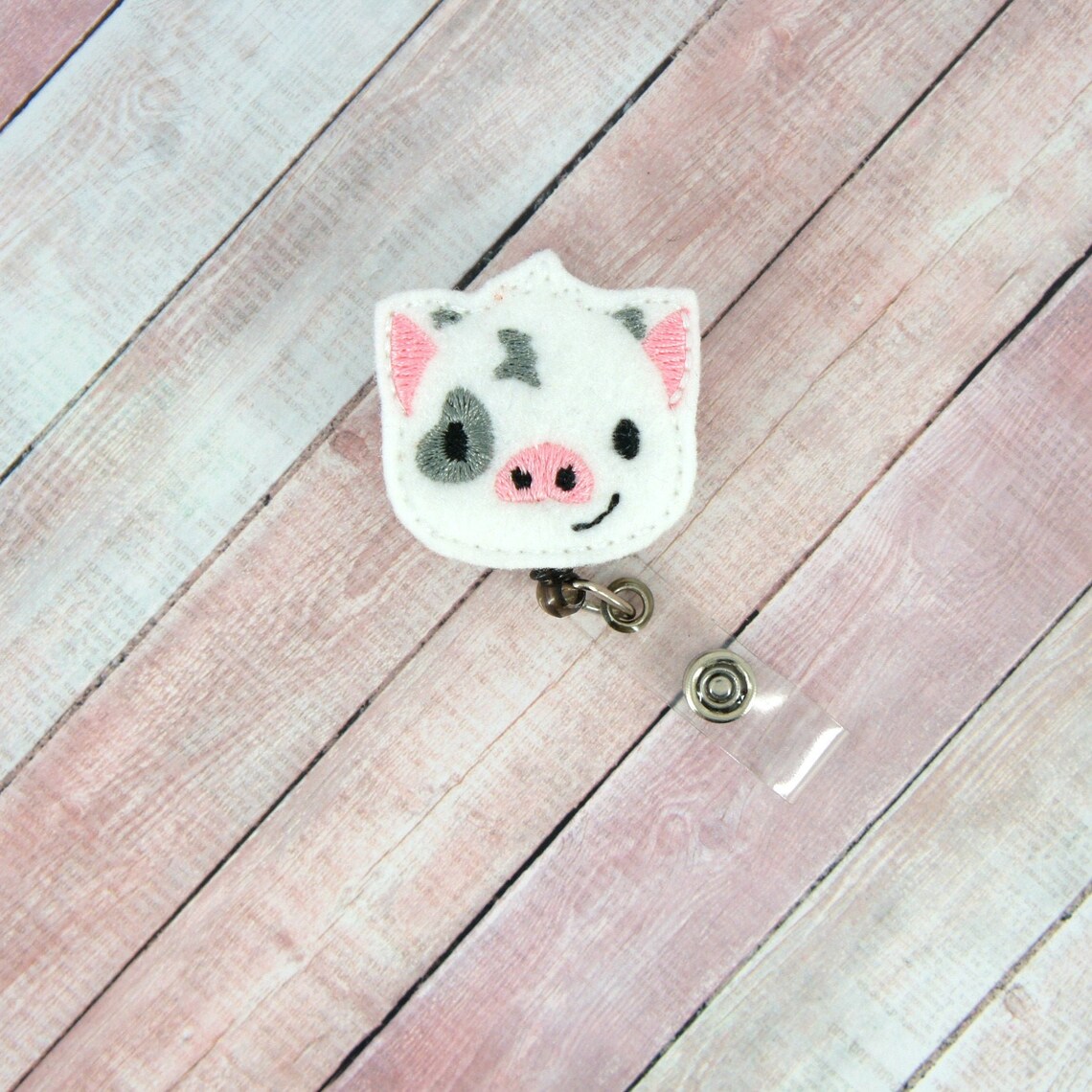 Pig Badge Reel - Pig ID Badge - Felt Badge Reel - Retractable ID Badge ...