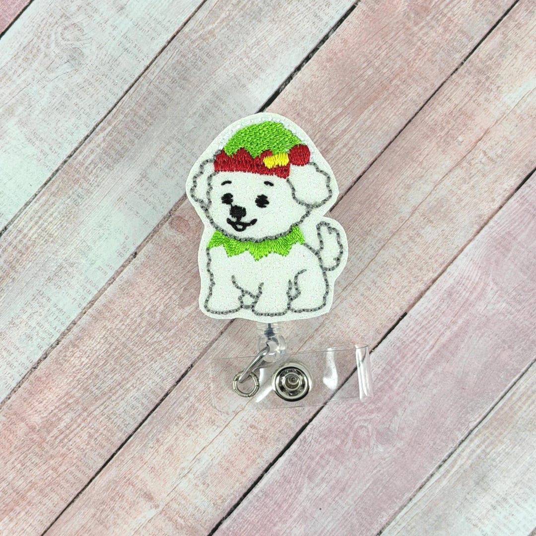 Christmas Elf Dog Badge Reel, Nurse ID Badge Holder, Retractable ID ...