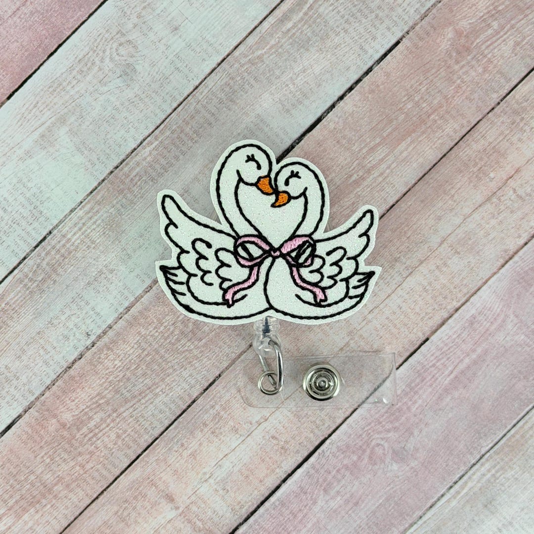 Swans Badge Reel, Valentine's Day Badge Holder, Nurse ID Clip ...