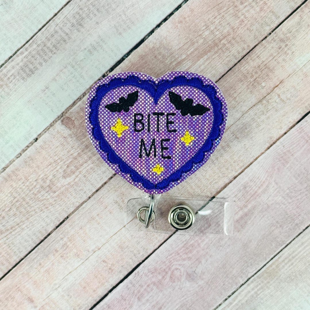 Bite Me Badge Reel, Halloween ID Badge Holder, Nurse ID Clip ...
