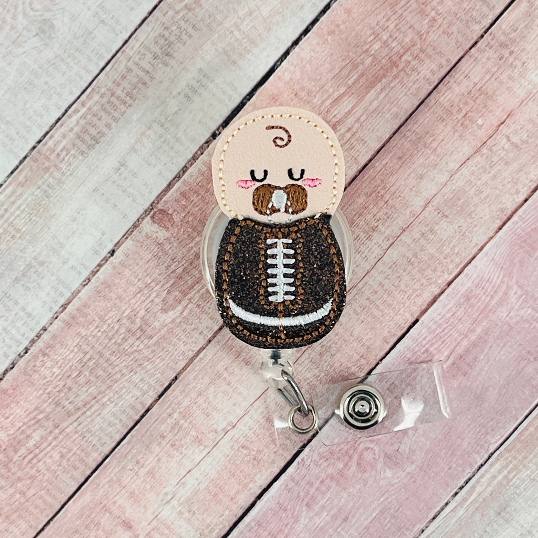 Football Baby Badge Reel, Labor and Delivery Badge Holder, Retractable ...