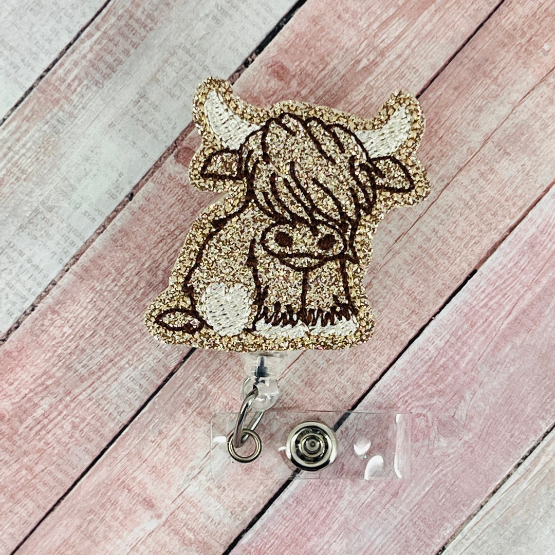 Highland Cow Badge Reel, Nurse Badge Holder, ID Badge Clip, Teacher ...