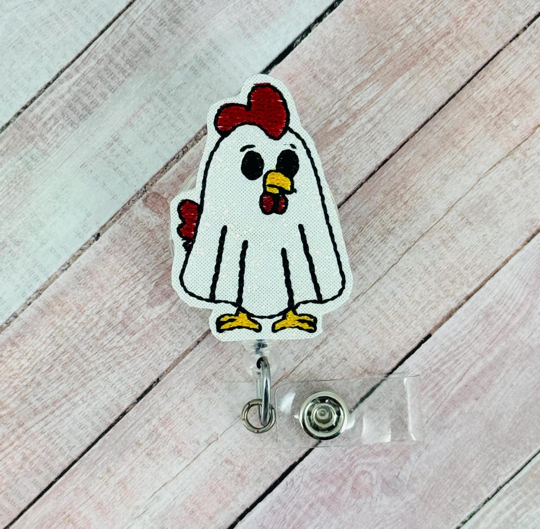 Chicken Ghost Badge Reel, Fall Badge Holder, Halloween Badge Clip ...