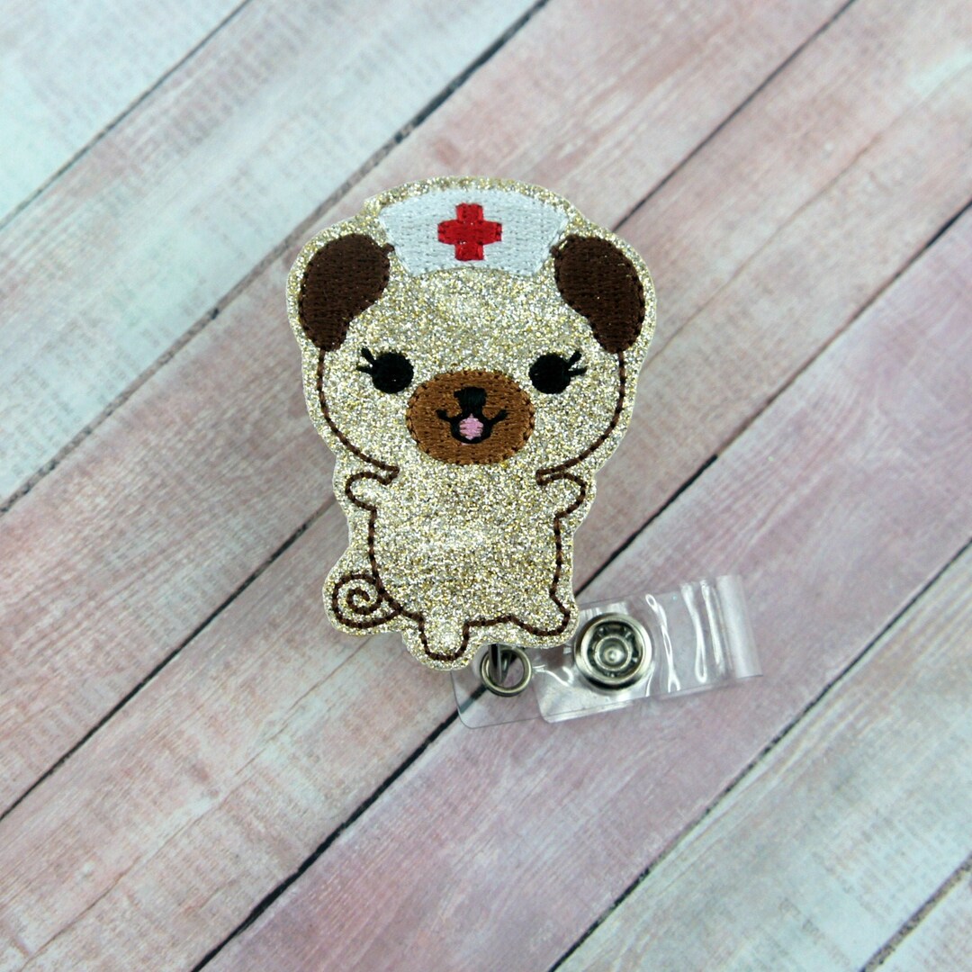 Nurse Pug Badge Reel -pug Badge Reel -nurse Badge Reel - Retractable ID ...