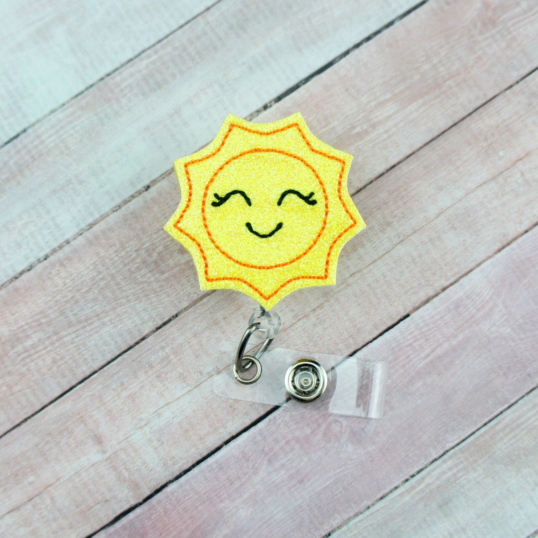 Glitter Sun Badge Reel - Summer Badge Holder - Badge Reel - Lanyard ...