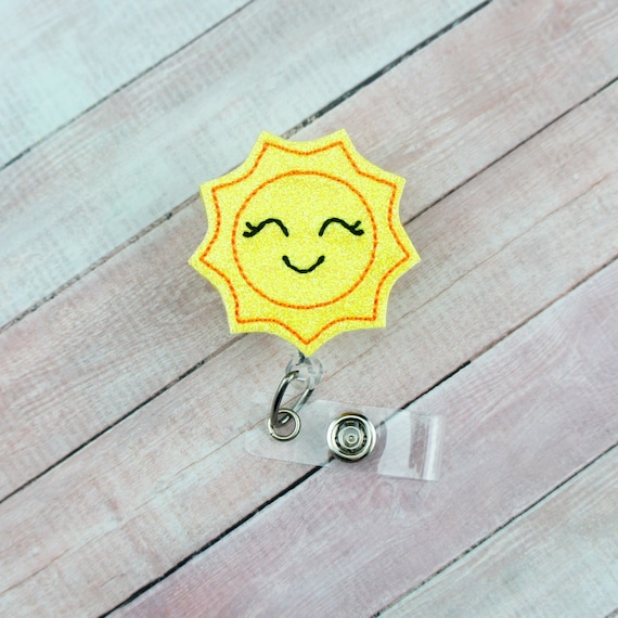 Glitter Sun Badge Reel Summer Badge Holder Badge Reel | Etsy