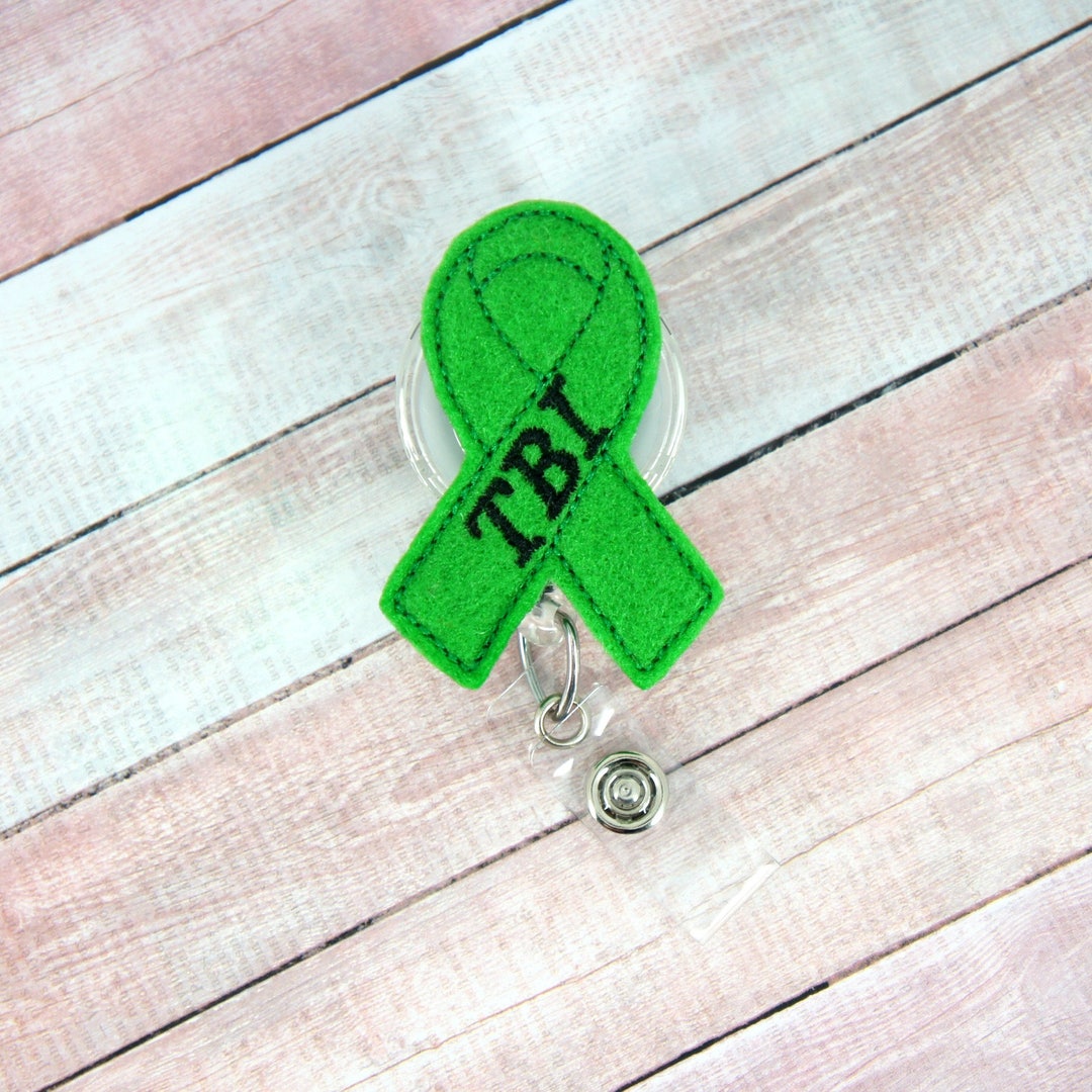TBI Awareness Badge Reel - Traumatic Brain Injury Ribbon- Badge Reel ...
