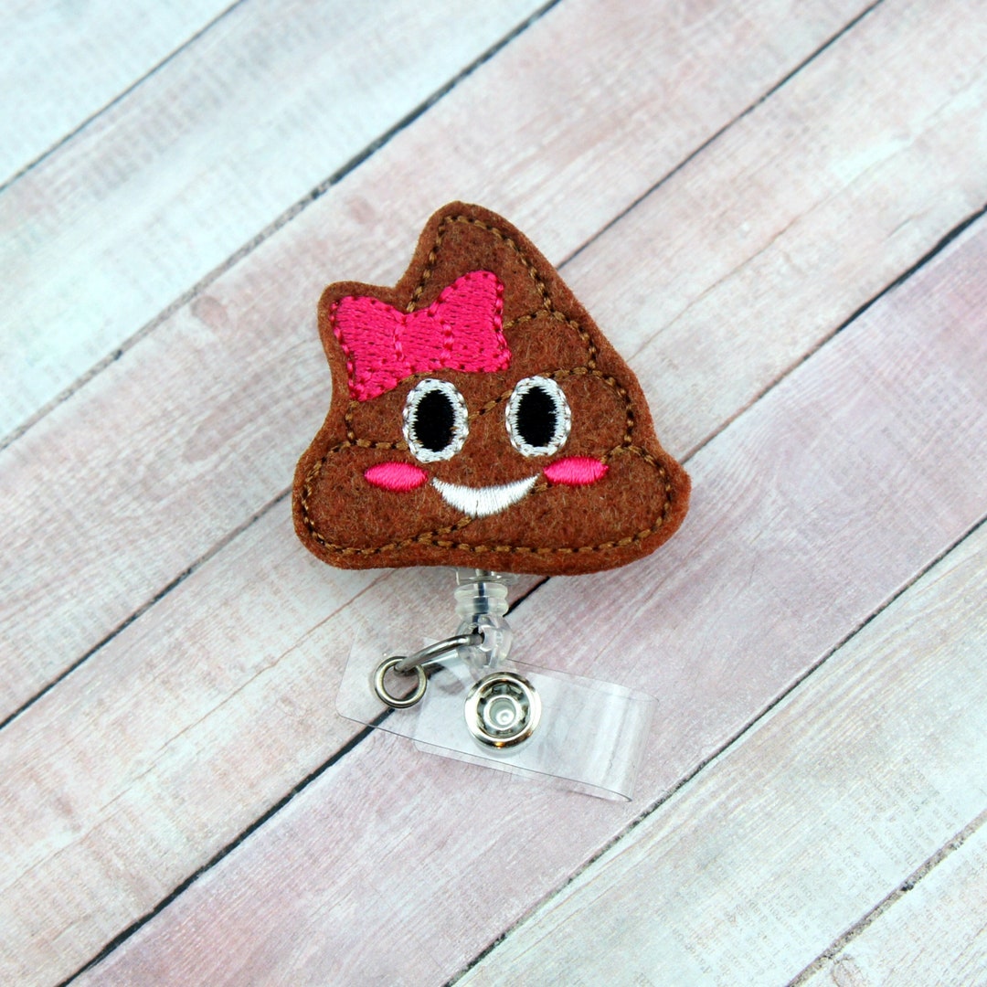 Girly Poop Badge Reel, Poop Badge Reel, Nurse Badge Holder, Retractable ...
