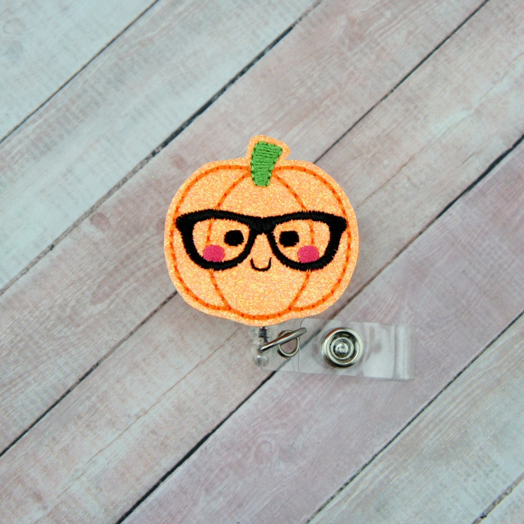 Nerdy Pumpkin Badge Reel, Nurse Badge Holder, Halloween Badge Reel ...