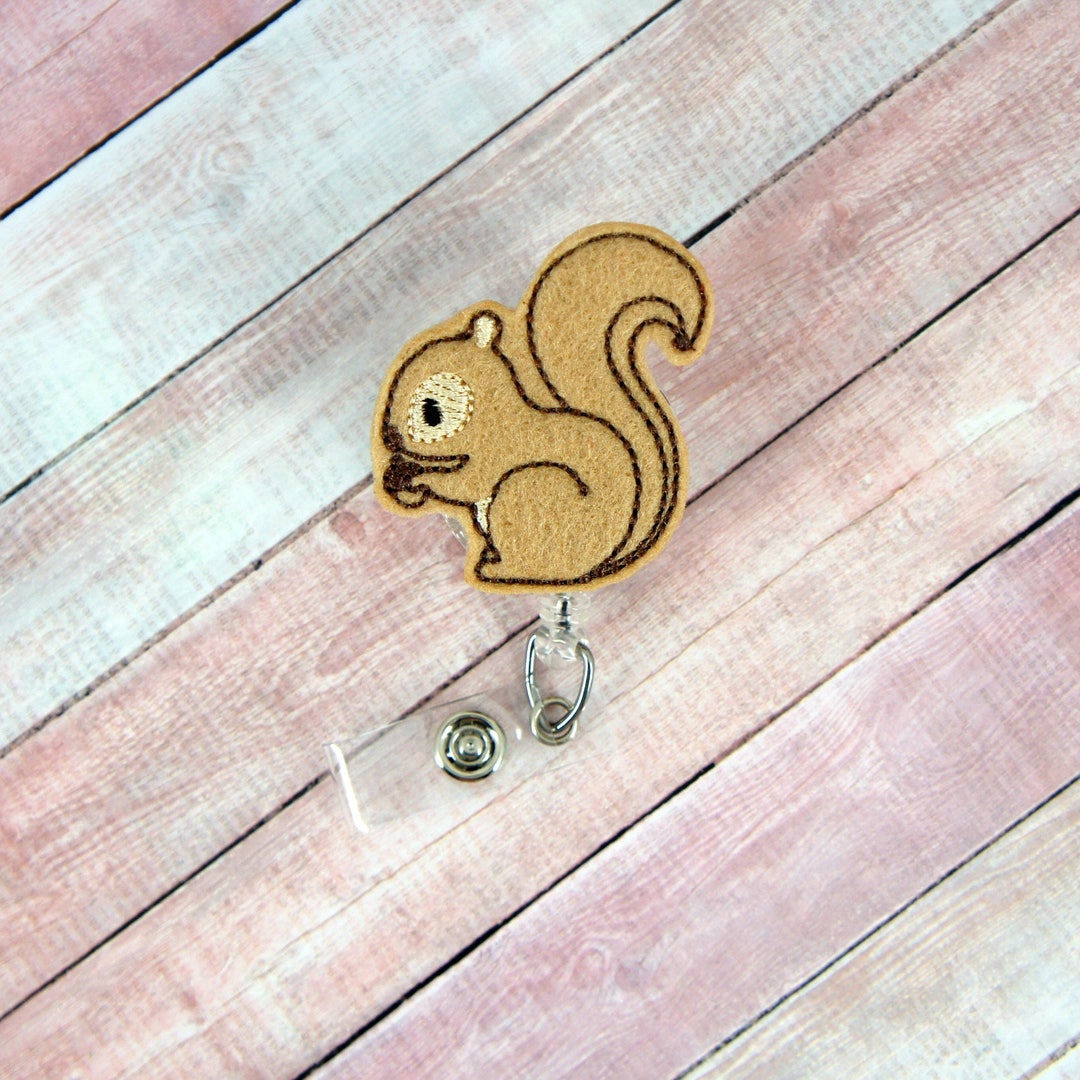 Squirrel Badge Reel - Animal Badge Holder - Squirrel Badge Clip - Badge ...