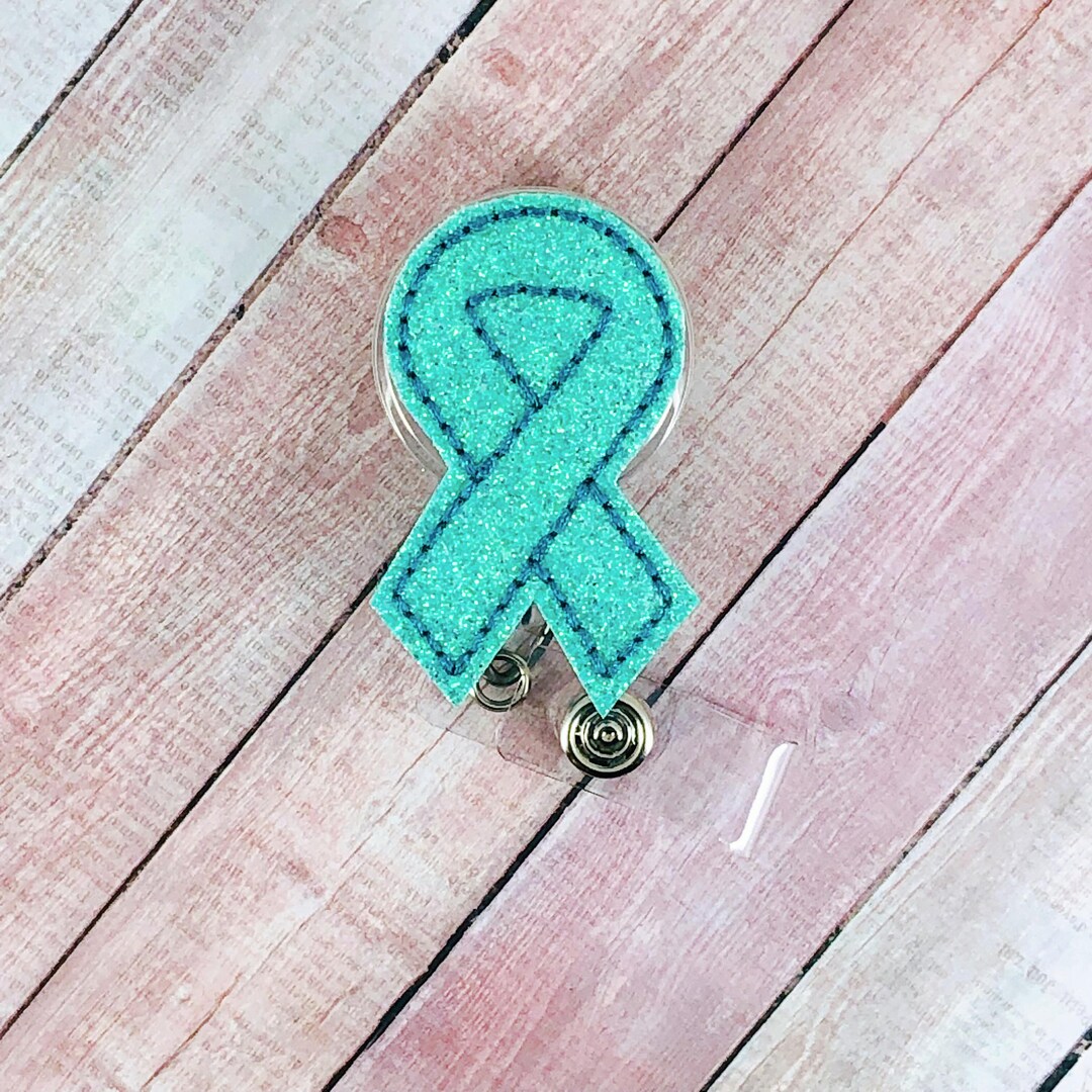 Cervical Cancer Awareness Badge Reel, Ovarian Cancer Ribbon Badge Reel ...