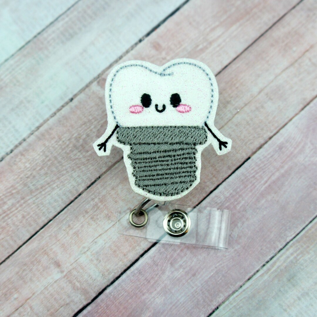 Tooth Implant Badge Reel - Dentist Gift - Tooth Badge Reel - Tooth ...