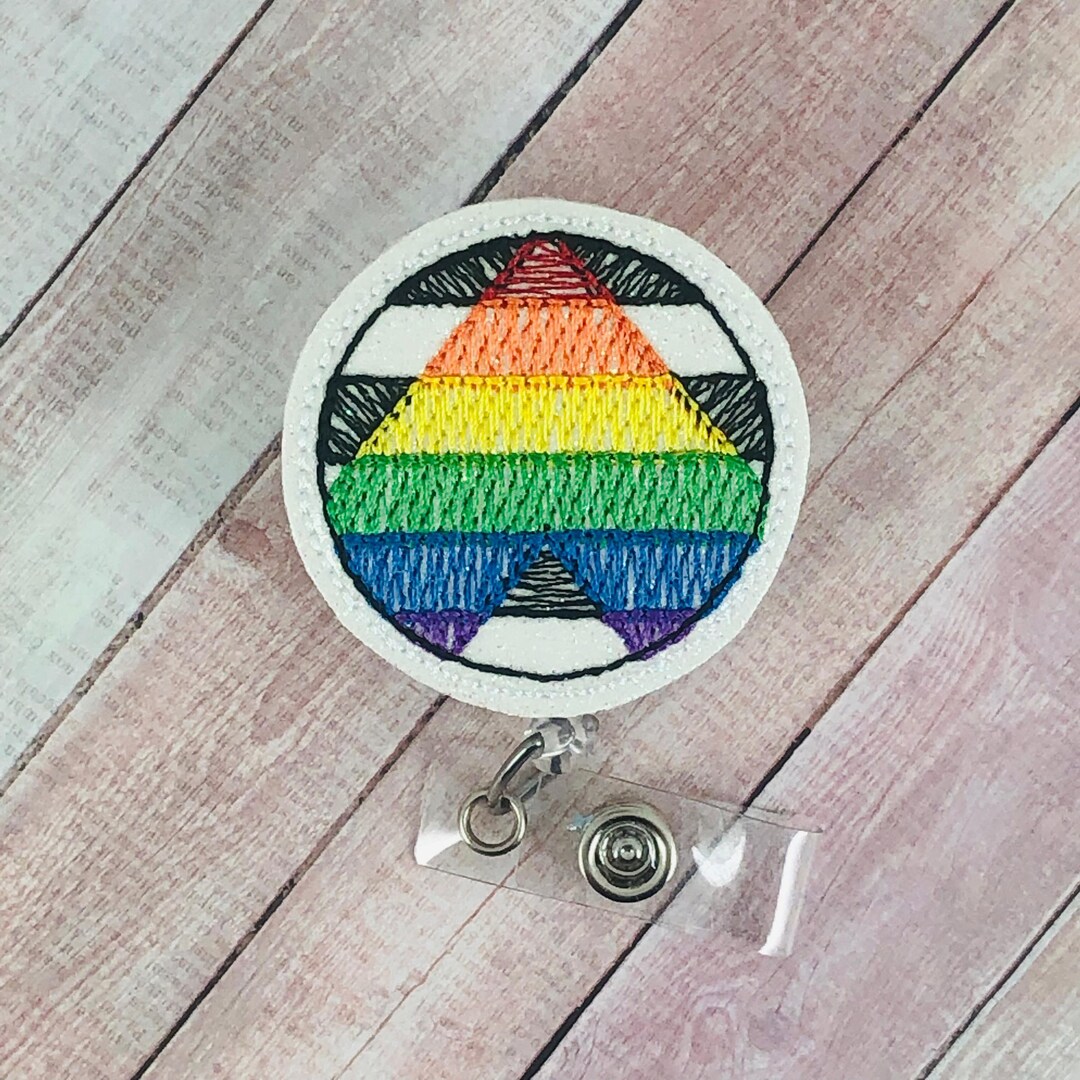 Straight Ally Badge Reel, Rainbow Badge Holder, Pride Month Badge ...