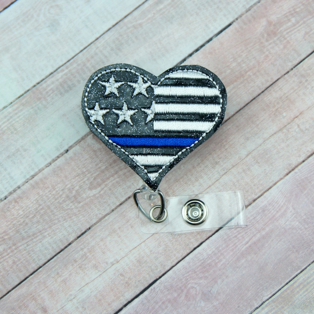 Thin Blue Line Badge Reel, Police Badge Reel, Flag Badge Reel ...