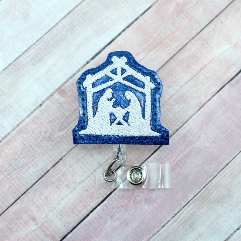 Glittery Nativity Badge Reel - Nurse Gift - Christmas Badge Reel ...