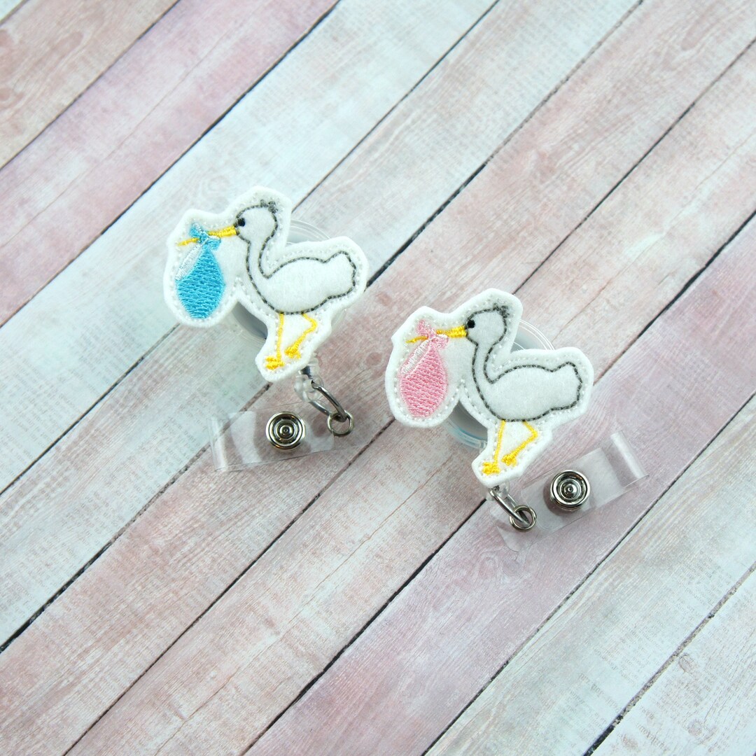 Stork Badge Reel - Labor and Delivery - OBGYN Badge Reel - Felt Badge ...