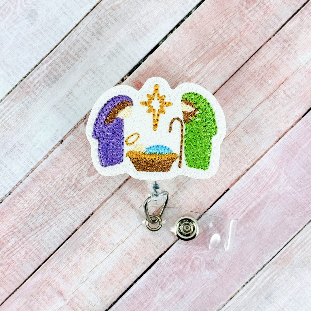 Nativity Badge Reel, Jesus Badge Holder, Christmas ID Badge Holder ...