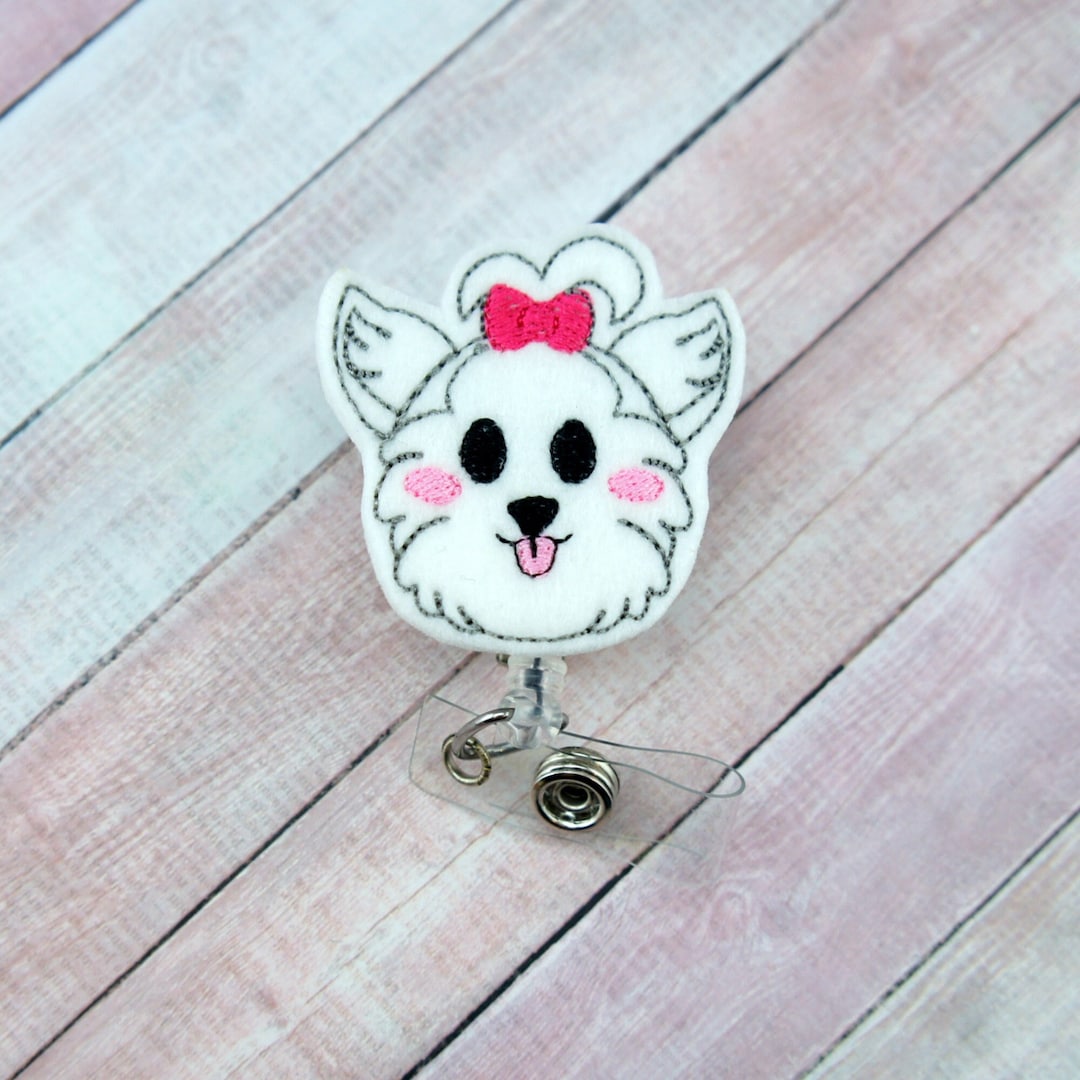 Maltese Badge Reel, Nurse ID Badge Holder, Dog Badge Reel, Puppy ID ...