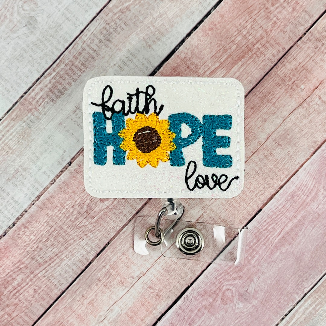 Faith Hope Love Badge Reel, Nurse ID Badge Holder Clip, Retractable ...