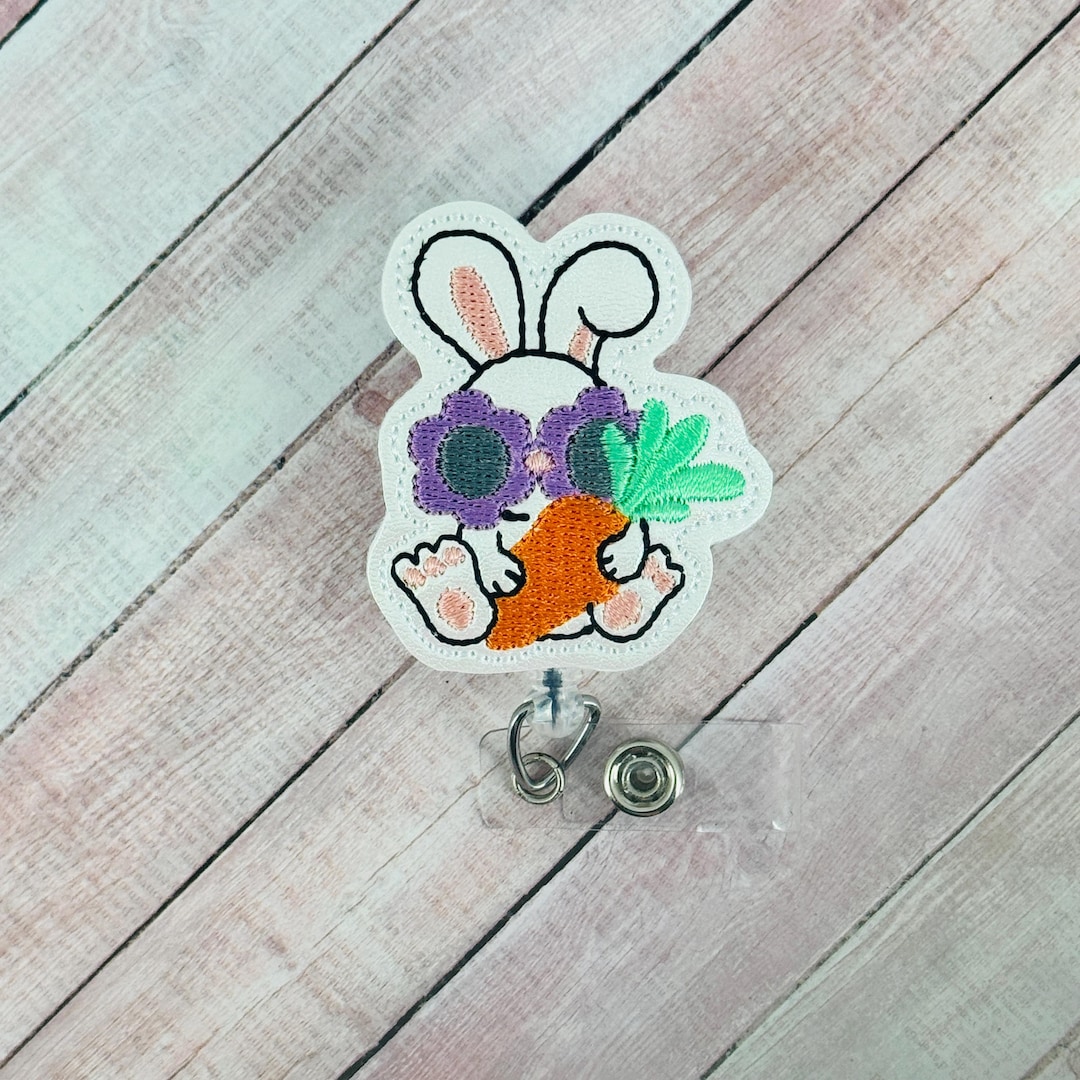 Easter Bunny Badge Reel, Spring Badge Holder, ID Badge Reel, Nurse ...