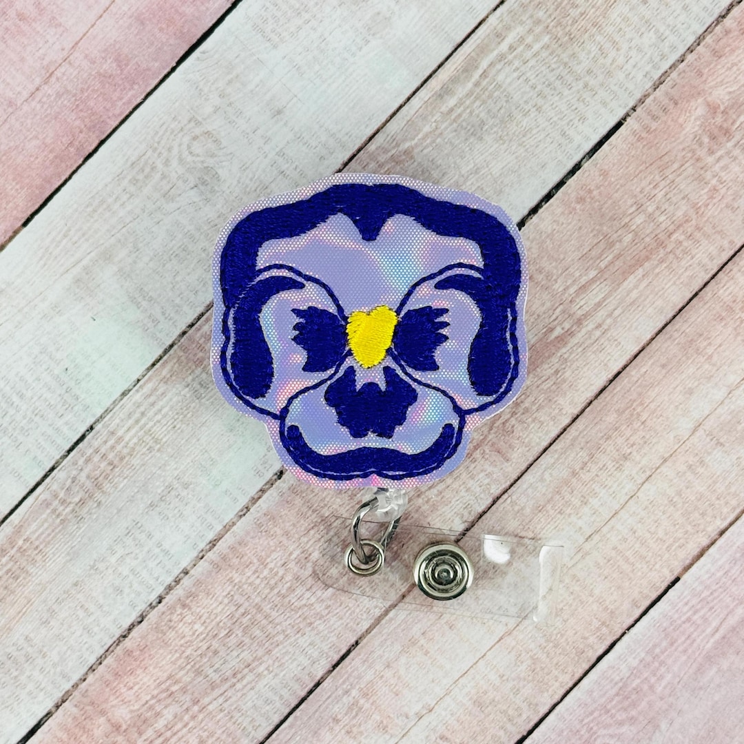 Pansy Flower Badge Reel, Spring Badge Holder, Summer Badge Reel, Nurse ...