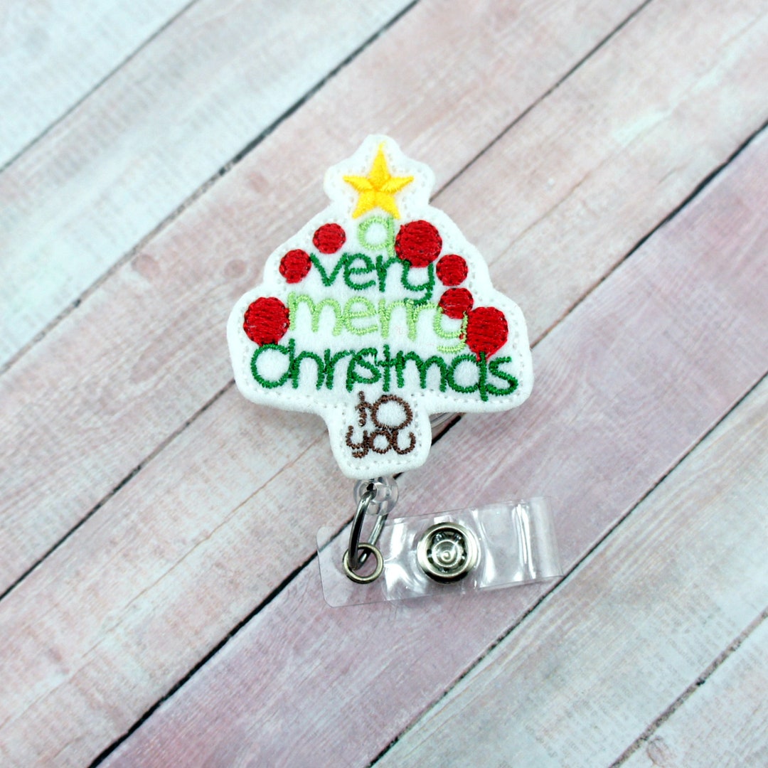 A Very Merry Christmas Tree Badge Reel, Christmas Badge Reel, ID Badge ...