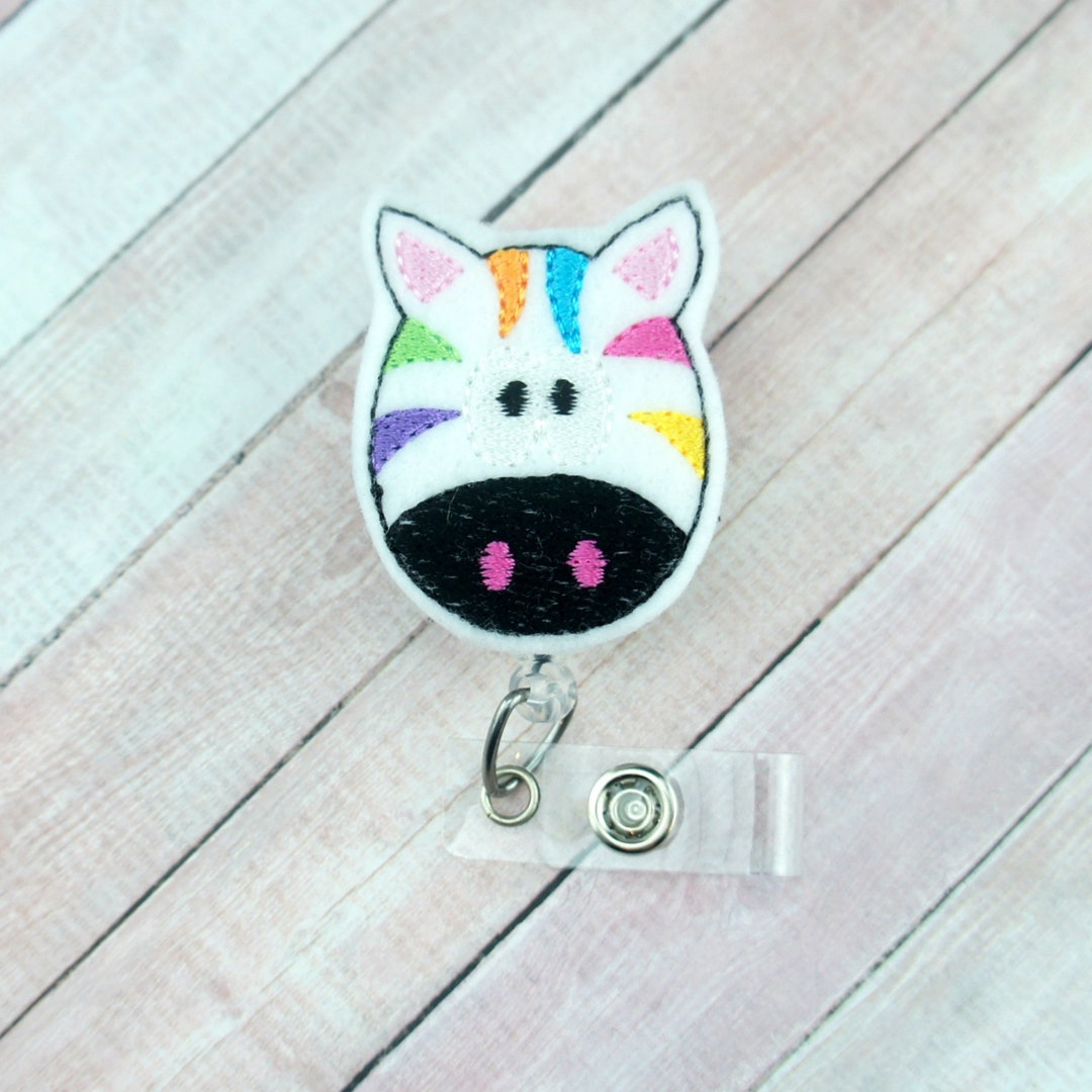 Rainbow Zebra Badge Reel, Nurse ID Badge Holder, Cute Badge Reel, ID ...