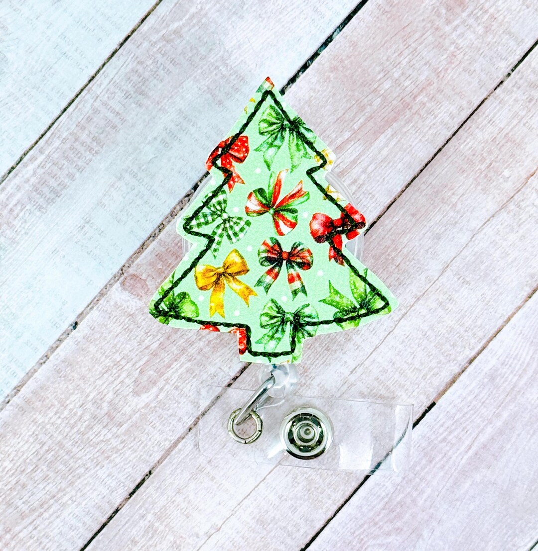 Christmas Tree Badge Reel, Christmas ID Holder, Nurse Badge Clip, ID ...