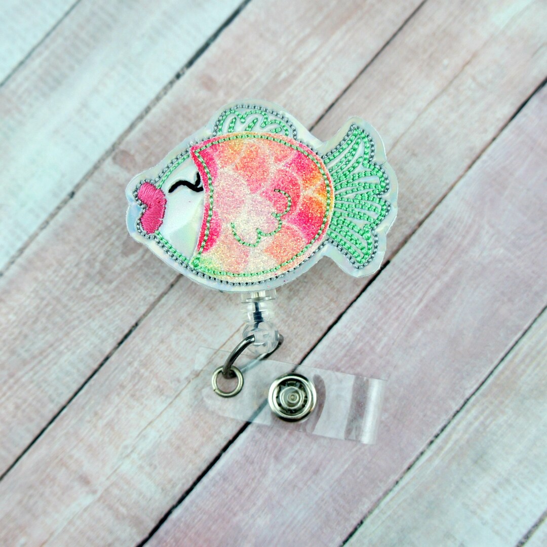 Tropical Fish Badge Reel - Fish Badge Reel - Badge Reel - Glitter Badge ...