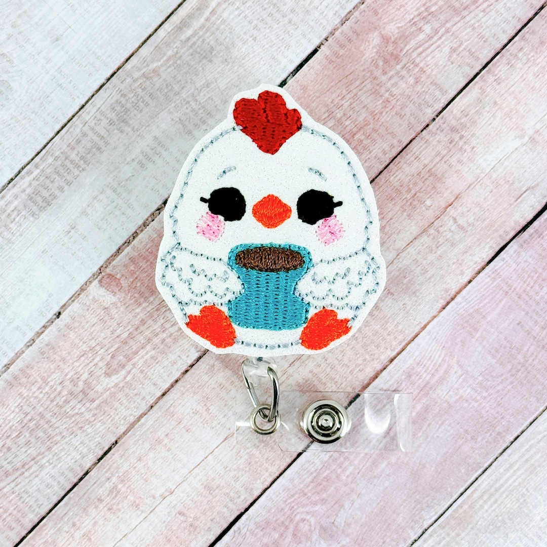 Coffee Chicken Badge Reel, Spring Badge Reel, Nurse Badge Holder ...