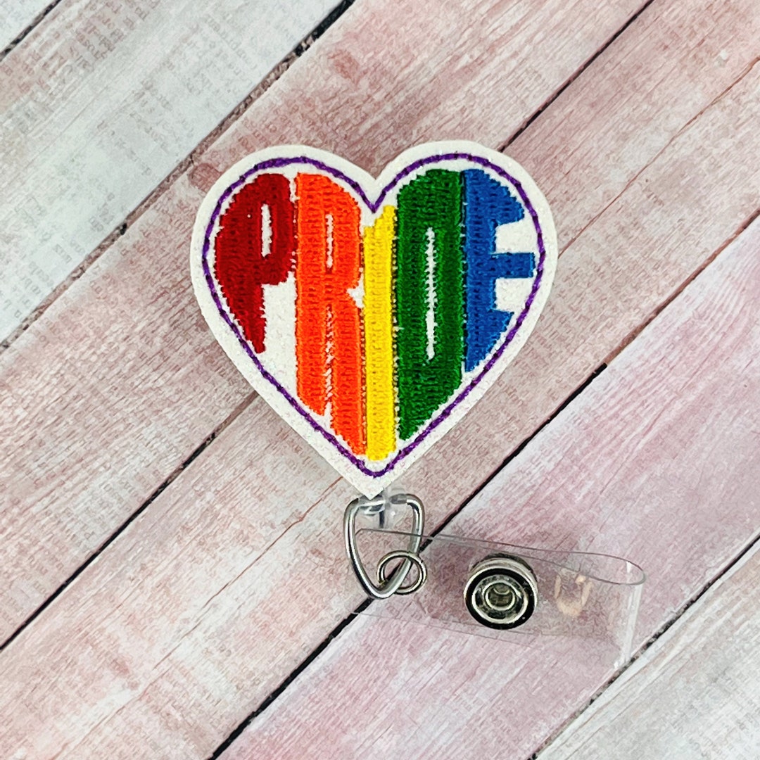 Pride Heart Badge Reel, Rainbow Badge, LGBTQ Badge, ID Badge, Awareness ...