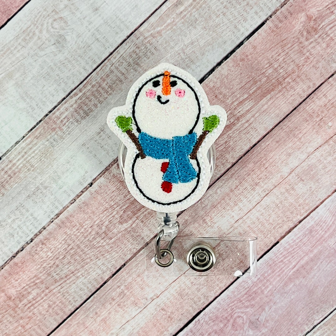 Snowman ID Badge Holder, Christmas Badge Holder, Winter Badge Reel ...