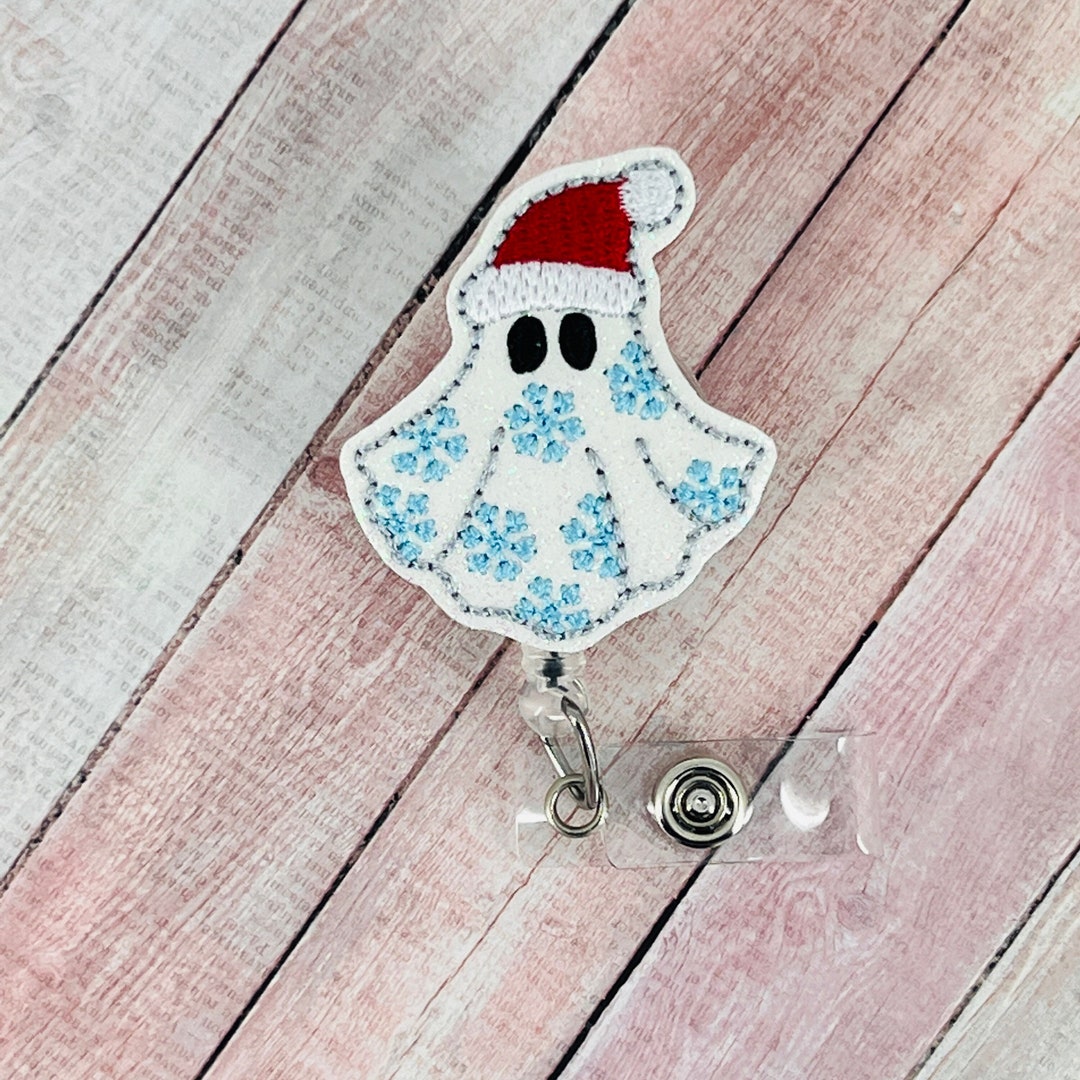 Santa Snowflake Ghost Badge Reel, Christmas Badge Reel, Nurse ID Badge ...