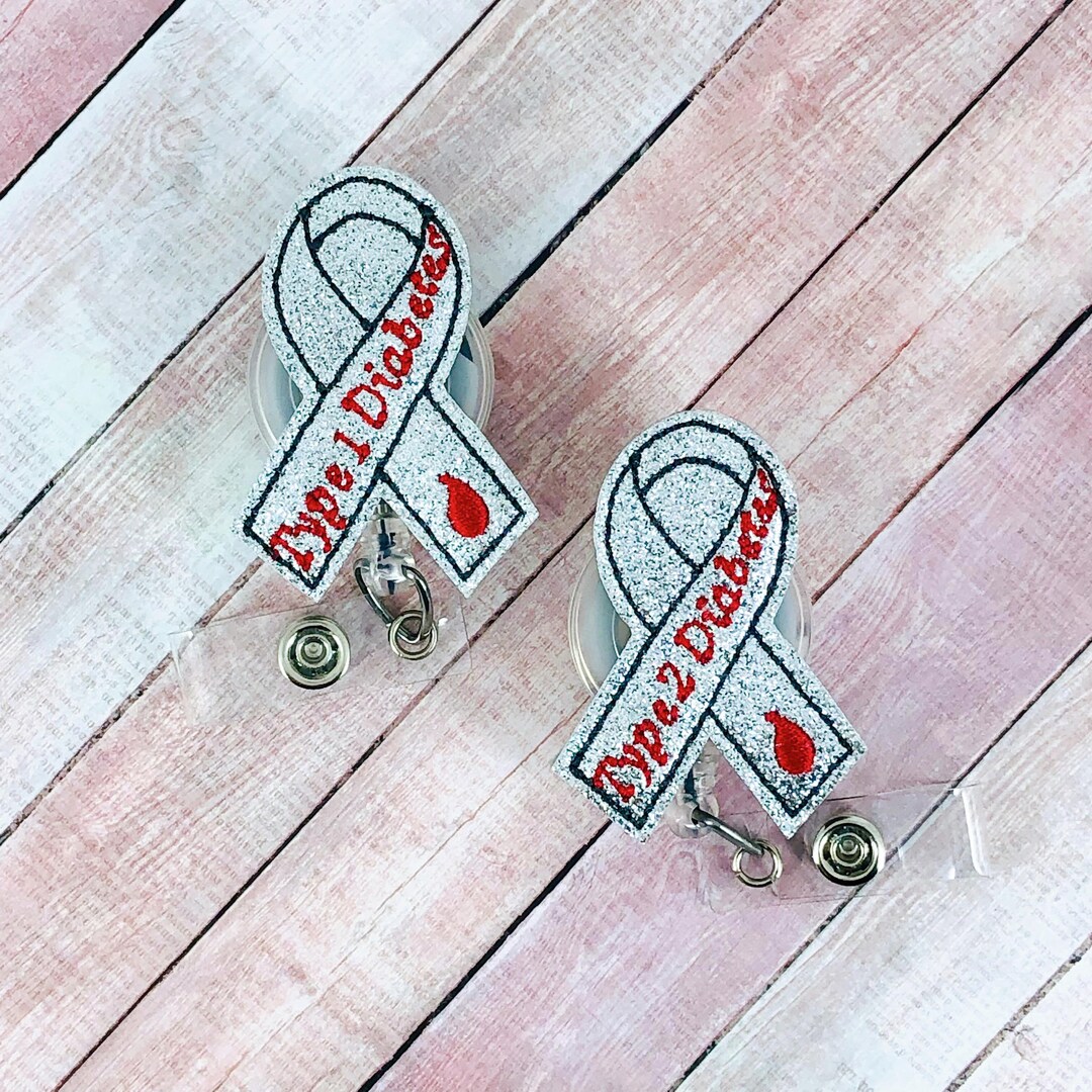 Diabetes Awareness Ribbon Badge Reel, Silver Ribbon Badge Reel, Lanyard ...