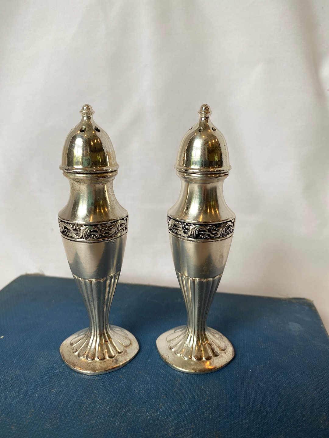 Vintage Silver Plated Heavy Ornate Salt and Pepper Shaker Set, Stamped ...
