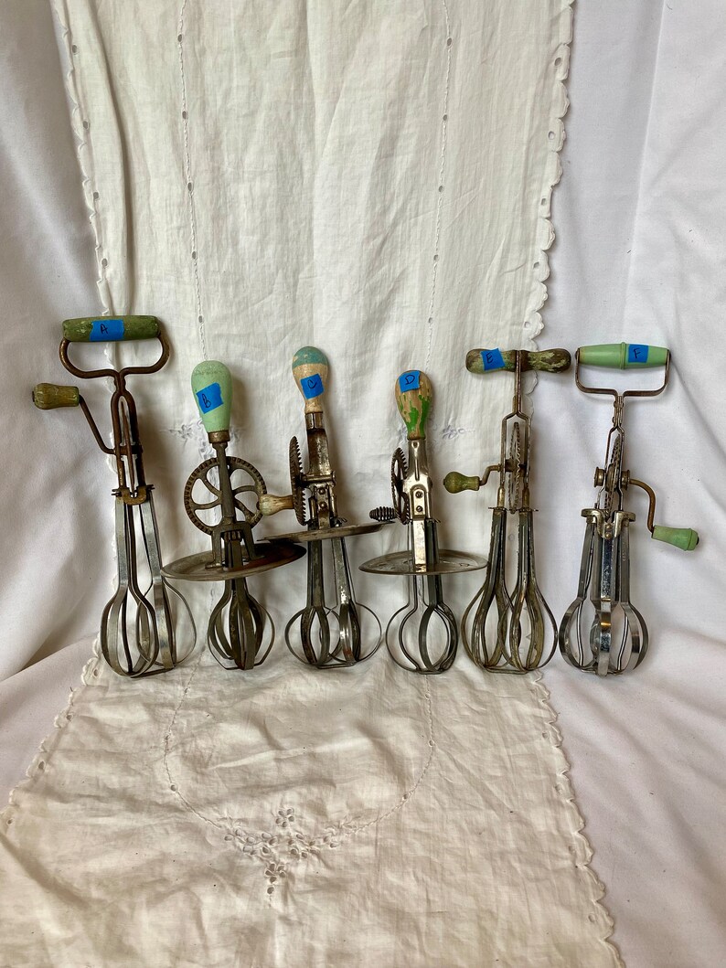 Antique Hand Mixer Egg Beater Green Handle Your Choice, Rustic ...