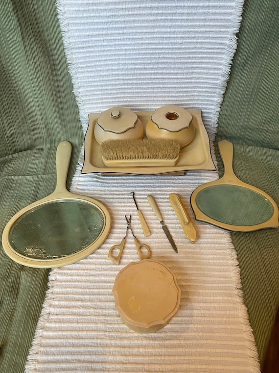 14 Piece Bakelite Celluloid Vanity Manicure Dresser Set Art Deco 1920 1940 s Etsy