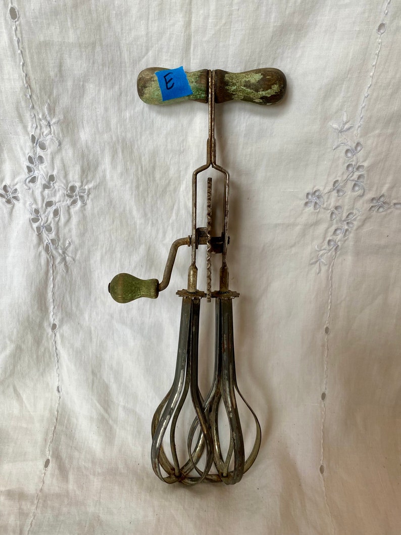Antique Hand Mixer Egg Beater Green Handle Your Choice, Rustic ...