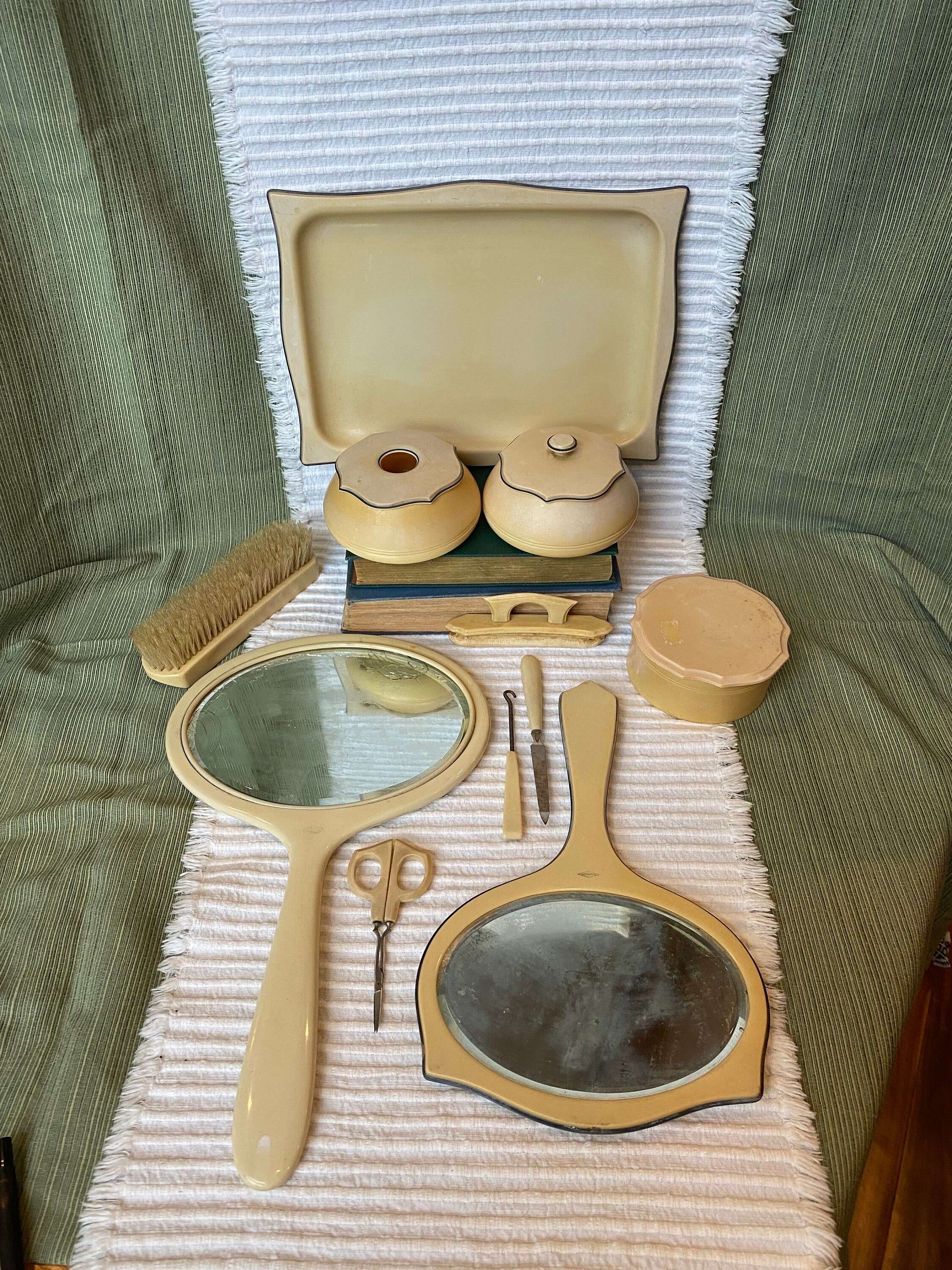 14 Piece Bakelite Celluloid Vanity Manicure Dresser Set Art Deco 1920 ...