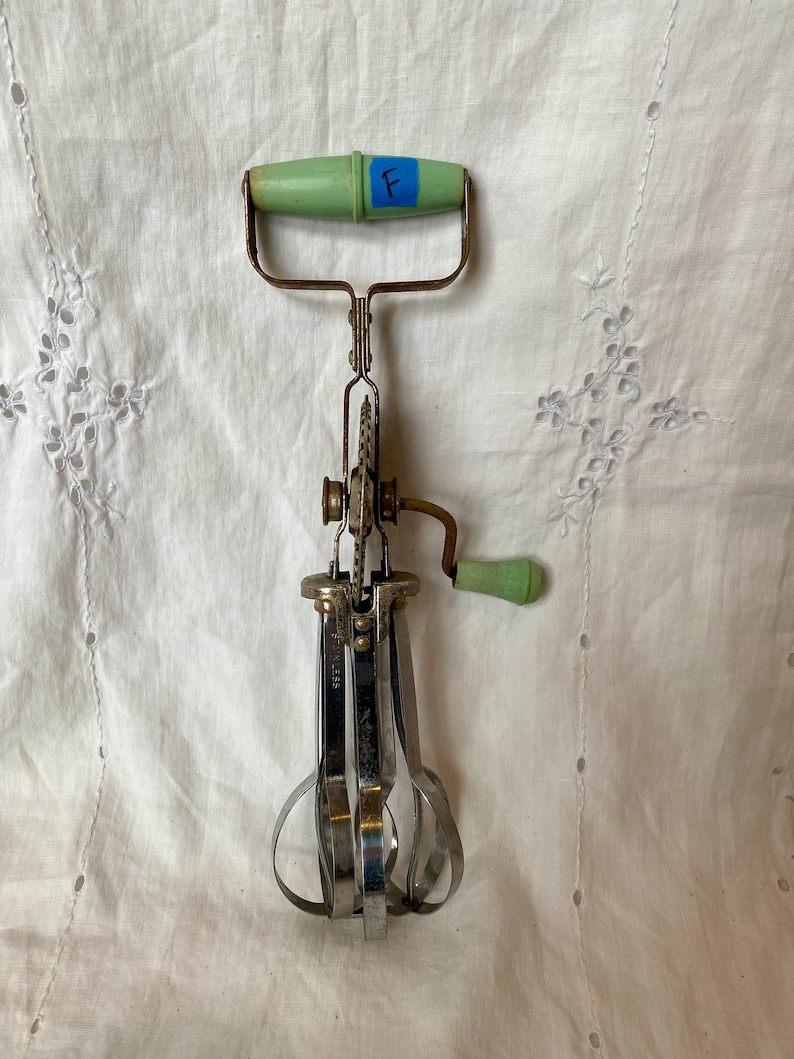 Antique Hand Mixer Egg Beater Green Handle Your Choice, Rustic ...