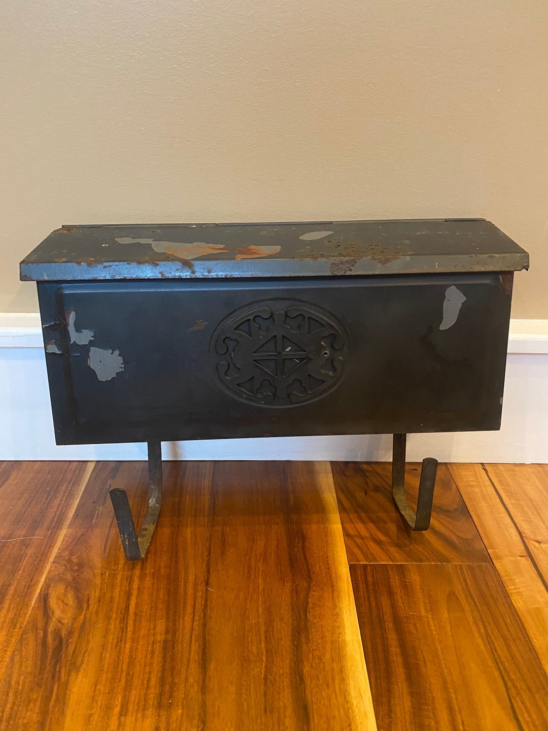 Vintage Wall Mount Mailbox With Newspaper Holder, Scroll Detail, Black ...